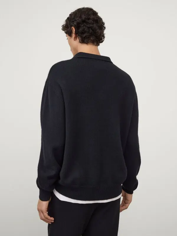 LISA YANG STORE Rufus Cashmere Polo Sweater - Black