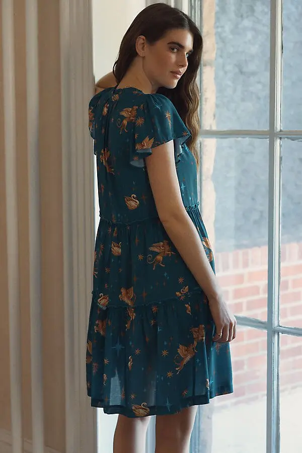 anthropologie blue dress Anthropologie Dress Womens Large Petite Blue Mock Neck Short Sleeve Kn –  Luxe Fashion Finds main image 0