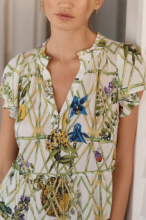 Anthropologie Ruffle Sleeve Dress