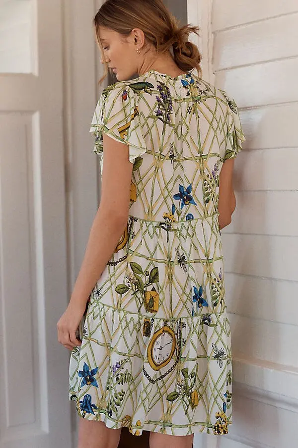 Anthropologie Ruffle Sleeve Dress