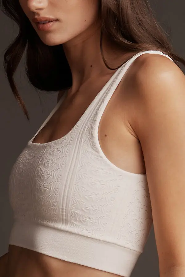 LYREBIRD Textured Seamless Longline Tank Top - Vanilla