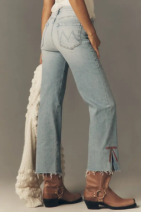 MOTHER The Rambler Zip Slice High-rise Straight-leg Jeans - Denim Light