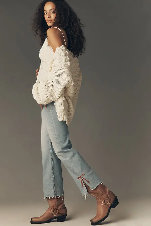 MOTHER The Rambler Zip Slice High-rise Straight-leg Jeans - Denim Light