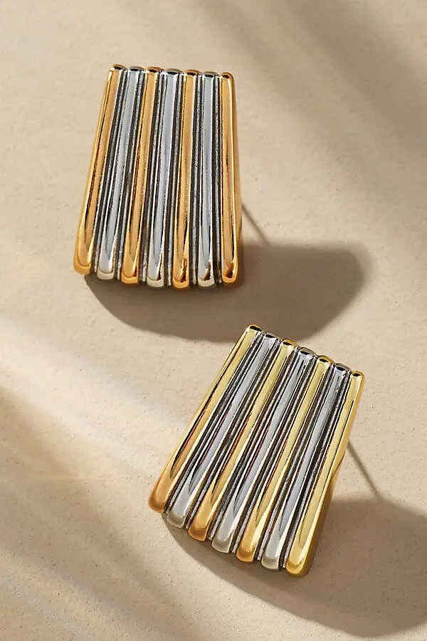 Anthropologie Two-tone Linear Earrings - Gold & Silver