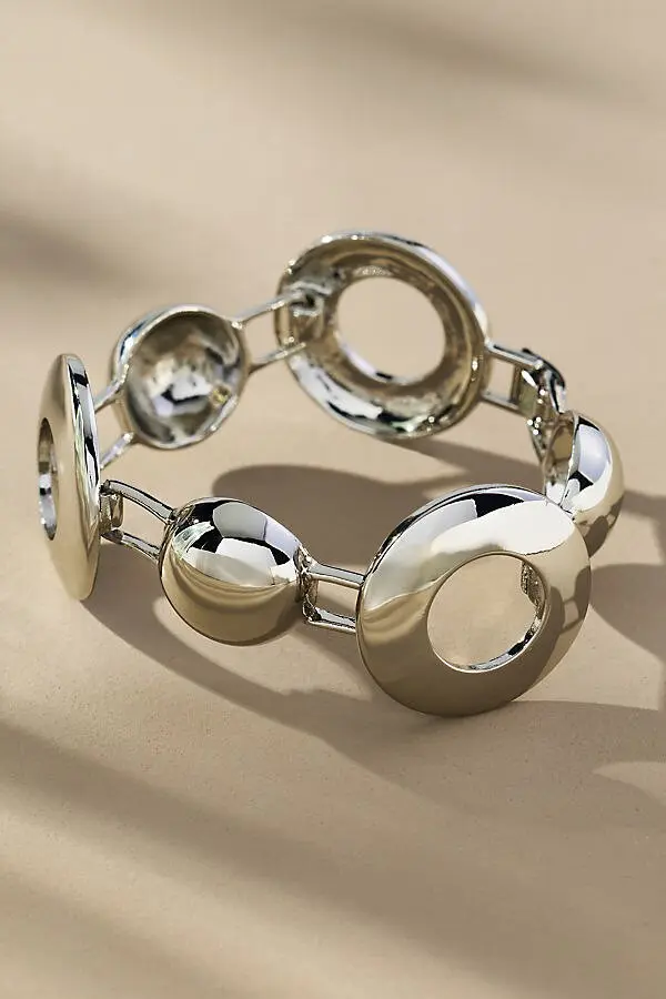 Anthropologie Linked Circles Bracelet - Silver
