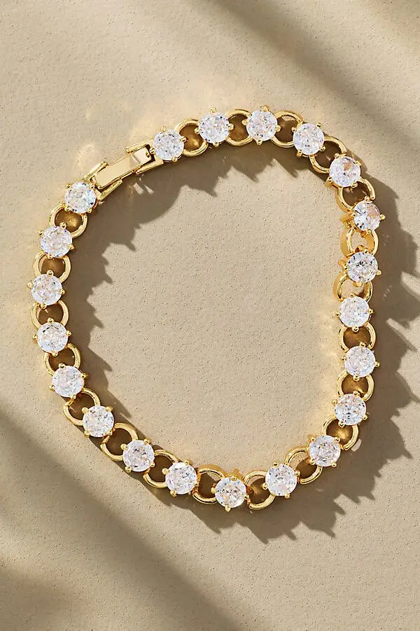 Anthropologie Circle Crystal Bracelet - Gold