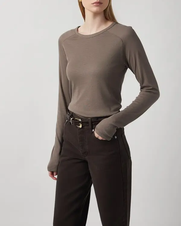 BY MALENE BIRGER Fritha Lyocell Long Sleeve T-shirt - Chocolate