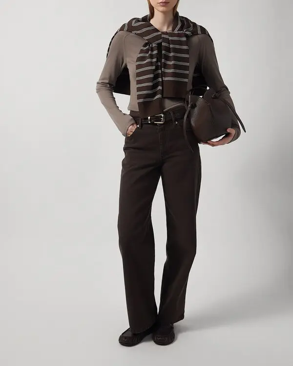 BY MALENE BIRGER Fritha Lyocell Long Sleeve T-shirt - Chocolate