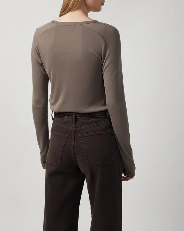 BY MALENE BIRGER Fritha Lyocell Long Sleeve T-shirt - Chocolate