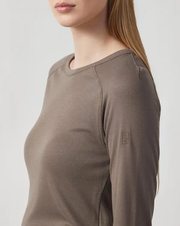 BY MALENE BIRGER Fritha Lyocell Long Sleeve T-shirt - Chocolate