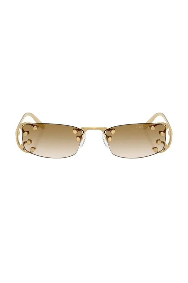 Prada Rectangular Sunglasses - Gold