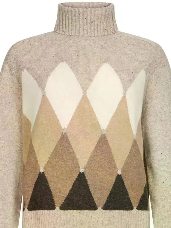 BALLANTYNE Argyle Roll-neck Sweater