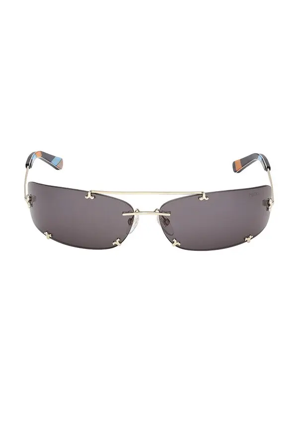 Emilio Pucci Rectangular Sunglasses - Shiny Gold Palladium & Smoke