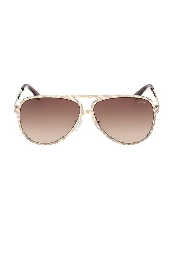 Emilio Pucci Pilot Sunglasses - Shiny Gold Marmo, Havana, & Brown