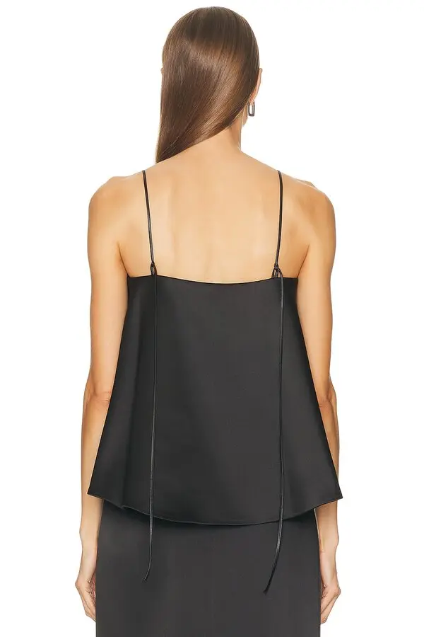 RÓHE Peplum Satin Top - Black