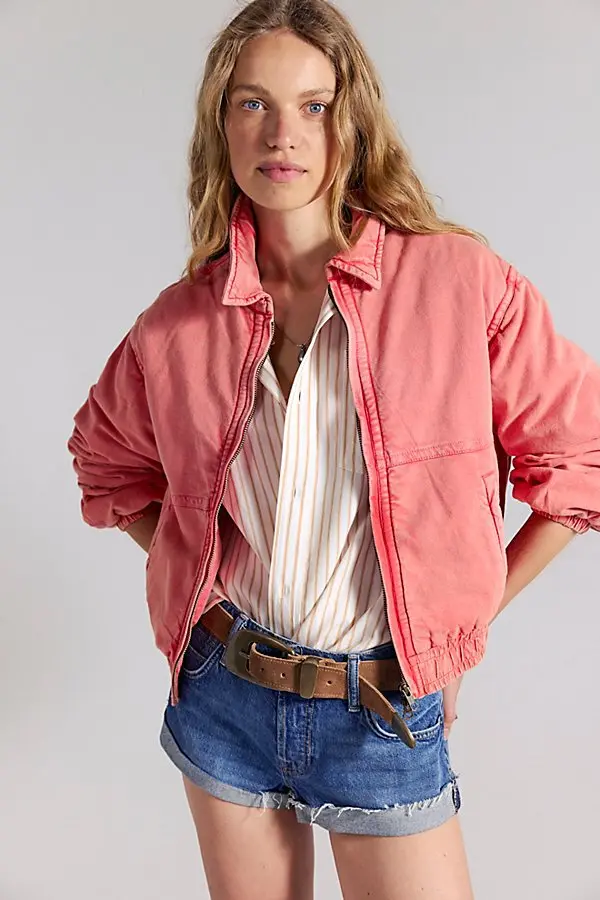 Free People Fp One Birdie Washed Jacket - Pink Bloom