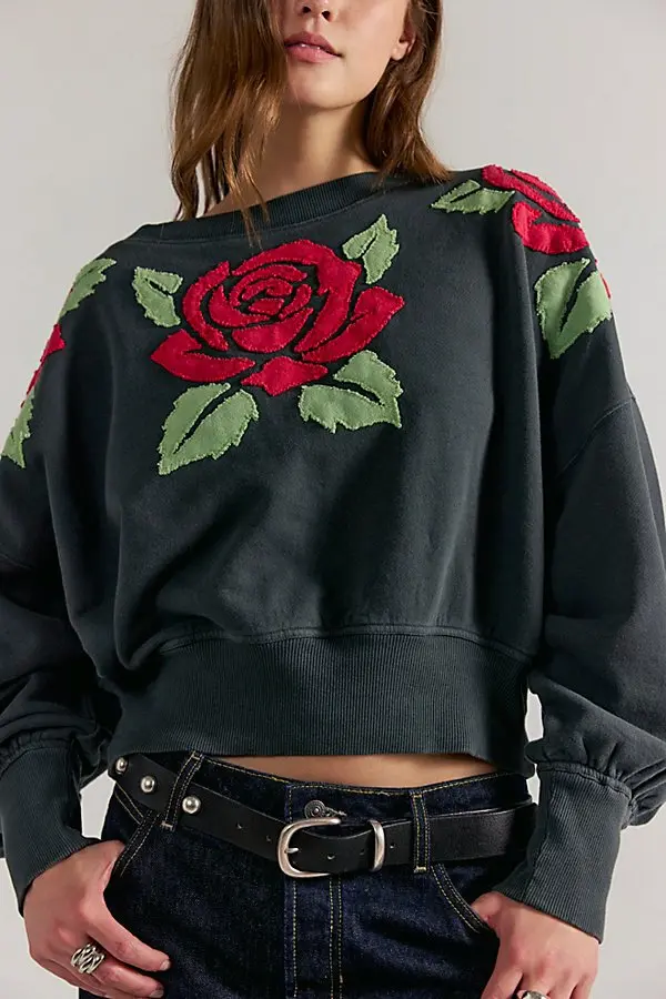Free People Good Vibes Pullover - Roses