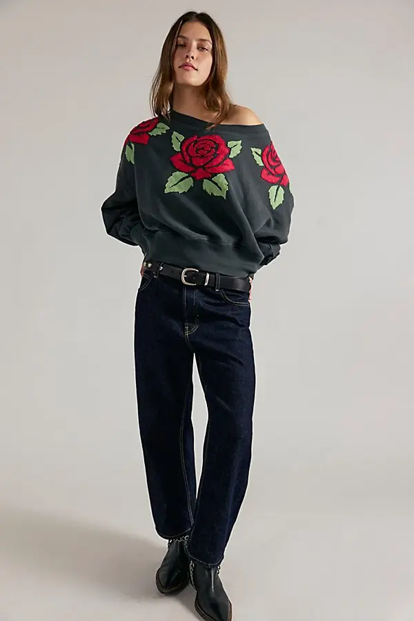 Free People Good Vibes Pullover - Roses
