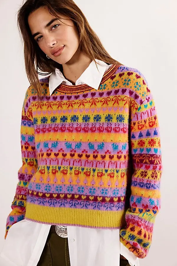 Free People Favorite Things Wool Blend Sweater - Bright Confetti Combo
