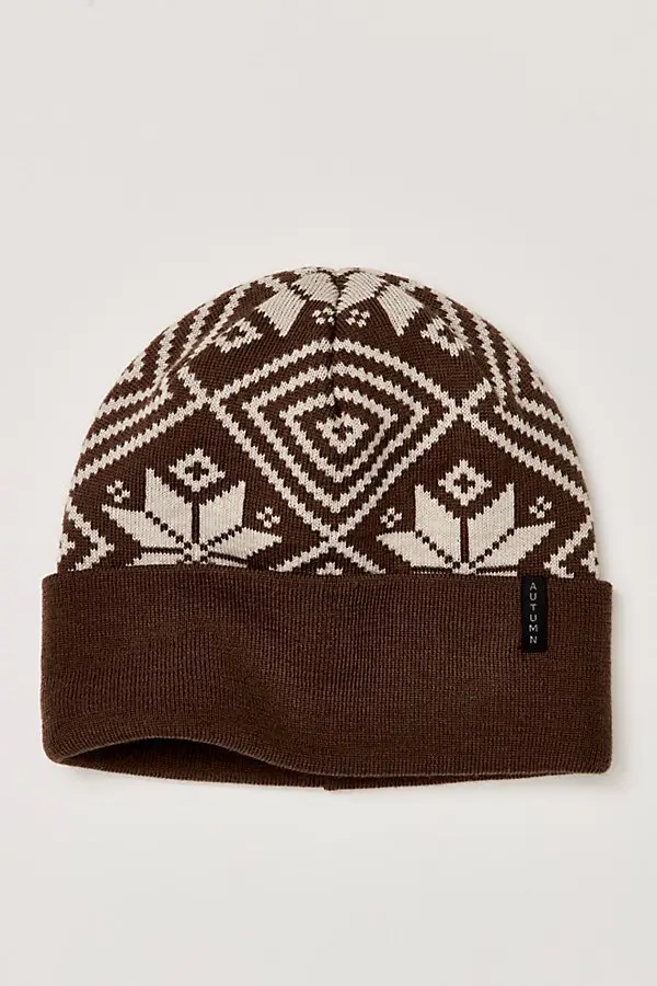 AUTUMN Nordic Knit Beanie - Brown