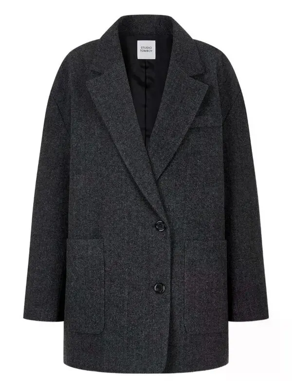 STUDIO TOMBOY Herringbone Pattern Wool Coat