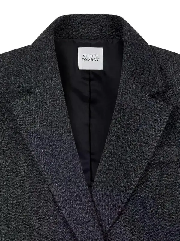 STUDIO TOMBOY Herringbone Pattern Wool Coat
