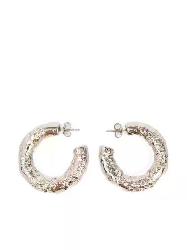 MAISON MARGIELA Tinfoil Textured Hoop Earrings - Silver
