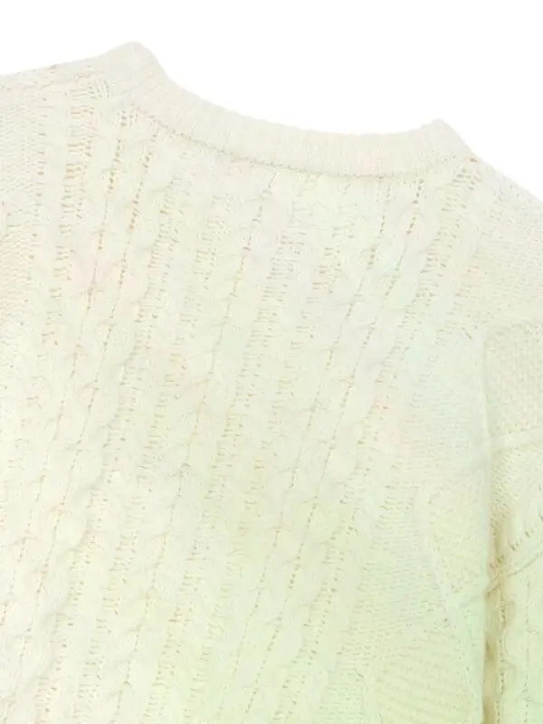 STUDIO TOMBOY Cable Knit Round Neck Long Sleeve Sweater