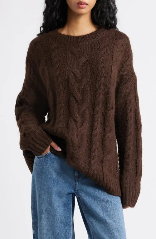 Bp. Oversized Cable Knit Sweater - Brown Coffee