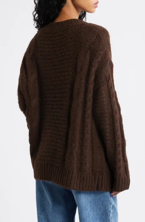 Bp. Oversized Cable Knit Sweater - Brown Coffee