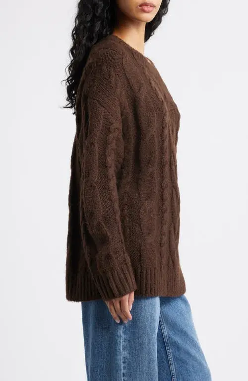 Bp. Oversized Cable Knit Sweater - Brown Coffee