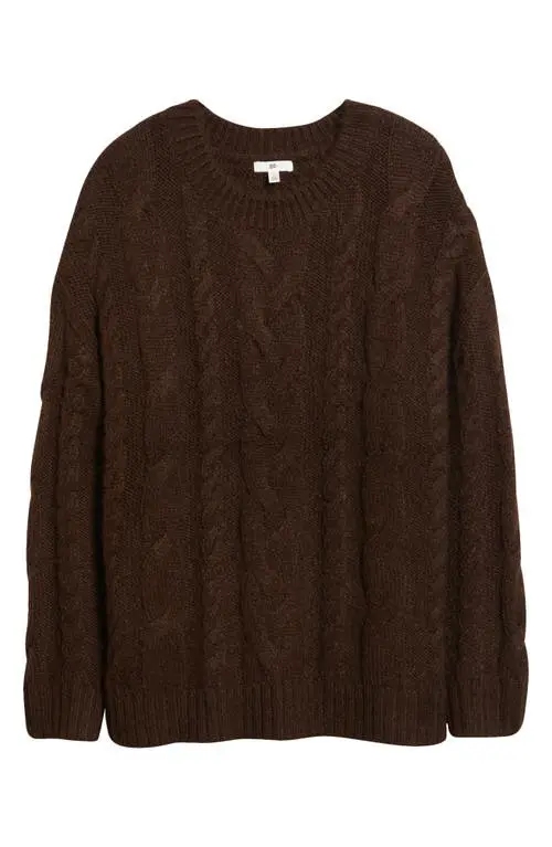 Bp. Oversized Cable Knit Sweater - Brown Coffee