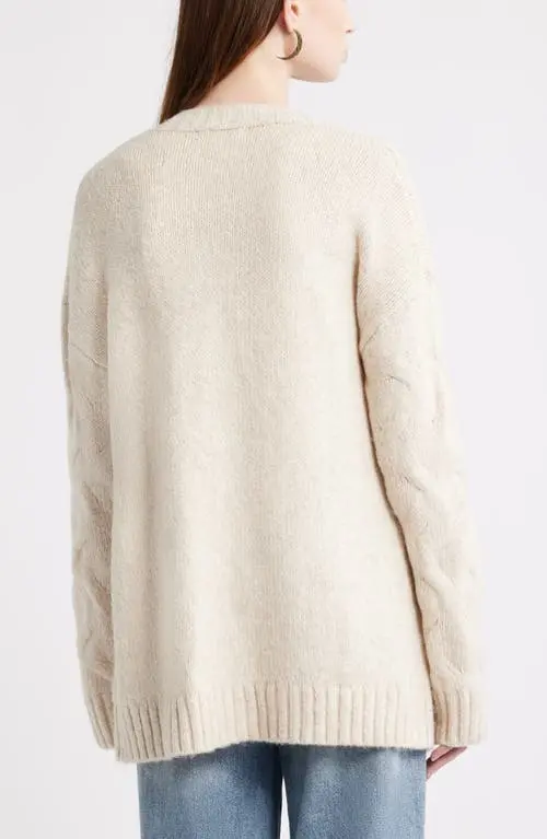 Treasure & Bond Oversized Cable Stitch Cardigan - Beige Oatmeal Light Heather