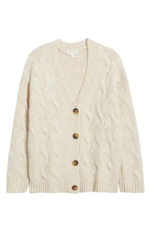 Treasure & Bond Oversized Cable Stitch Cardigan - Beige Oatmeal Light Heather