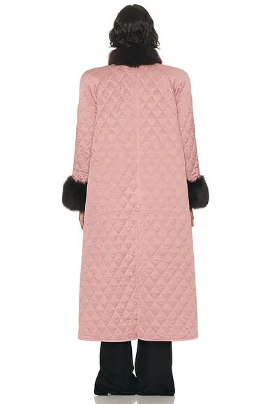 Chloé Quilted Gabardine Coat With Fur Trim