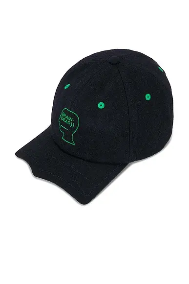 BRAIN DEAD Batwing Logohead Flannel Cap - Navy