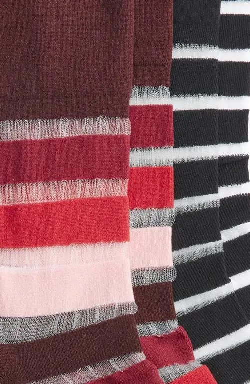 K BELL SOCKS Assorted Sheer Stripe Crew Socks 2 Pack