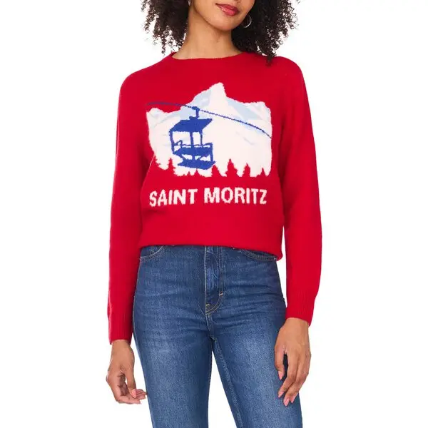 Vince Camuto Saint Moritz Crewneck Sweater - Glamour Red