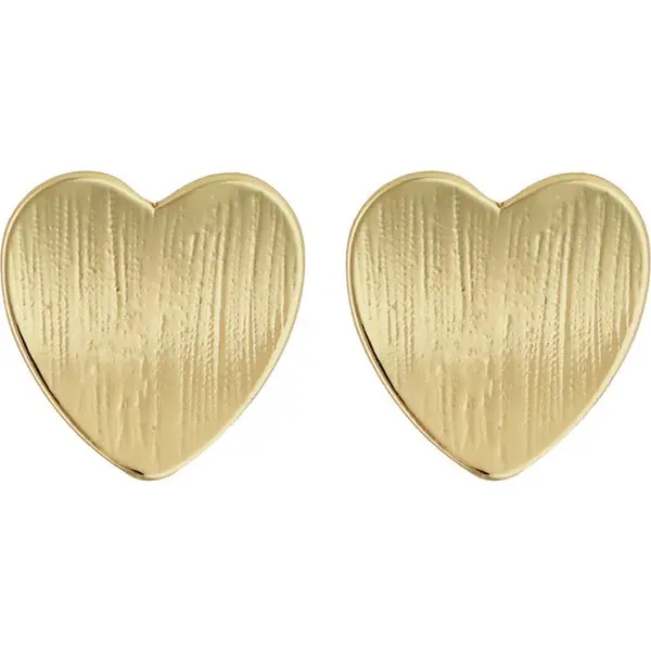 PANACEA Brushed Heart Stud Earrings - Gold