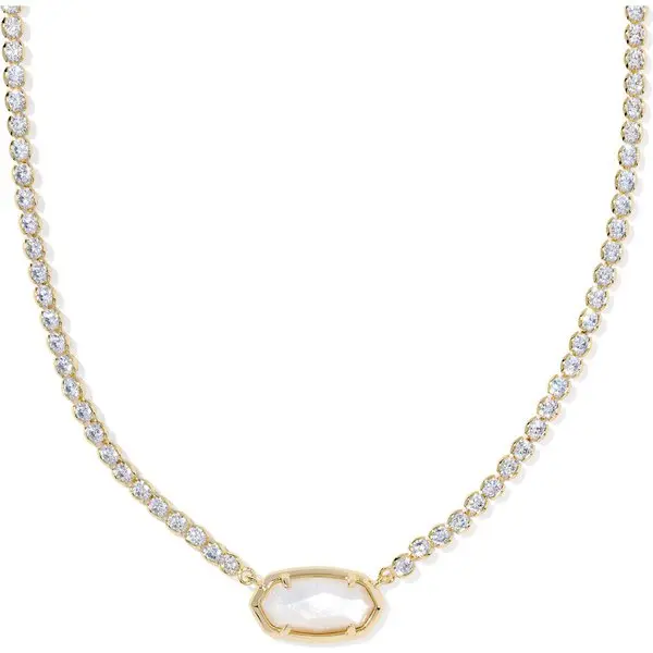 Kendra Scott Elisa Pendant Tennis Necklace - Gold Ivory Mother Of Pearl