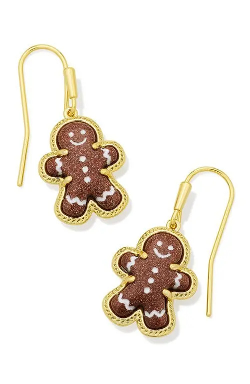 Kendra Scott Gingerbread Drop Earrings - Gold Brown Goldstone