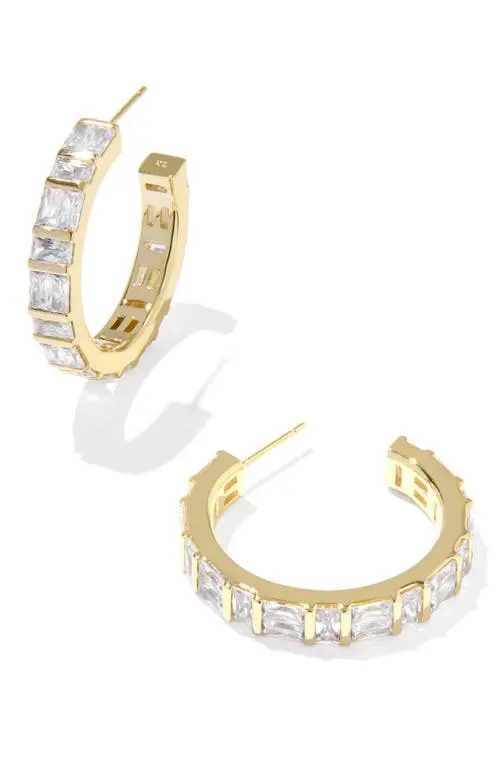 Kendra Scott Jamie Crystal Hoop Earrings - Gold White Cubic Zirconia
