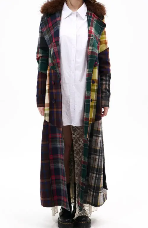 AZALEA WANG Cadault Plaid Patchwork Trench Coat