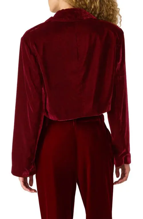 Steve Madden Tonia Velvet Double Breasted Crop Jacket - Red Velvet