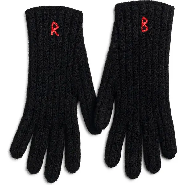 Ruslan Baginskiy Monogram Embroidered Merino Wool Gloves - Black