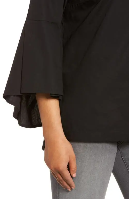 Pleione Ruffle Sleeve Poplin Shirt
