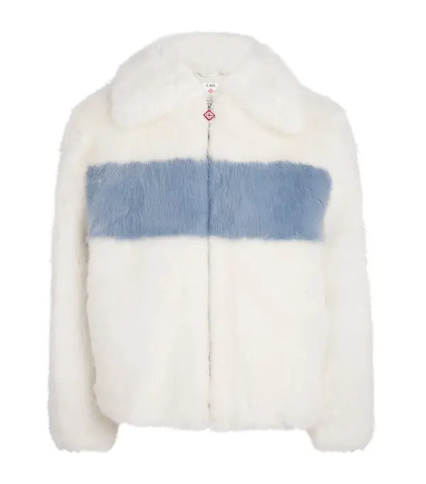 Casablanca Faux Fur Contrast Coat - White