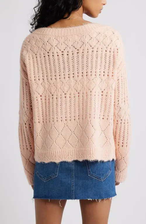 Bp. Open Stitch Oversized Sweater - Coral Morning