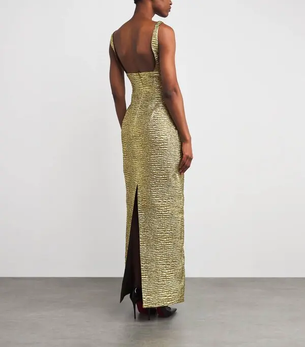 Emilia Wickstead Metallic Seersucker Micheline Gown - Gold