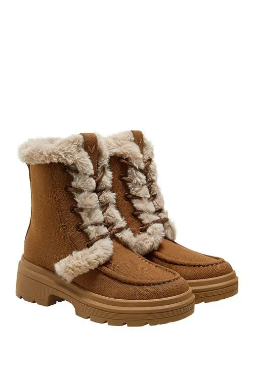 Vivaia Faux Fur Lined Water-repellent Boots - Caramel